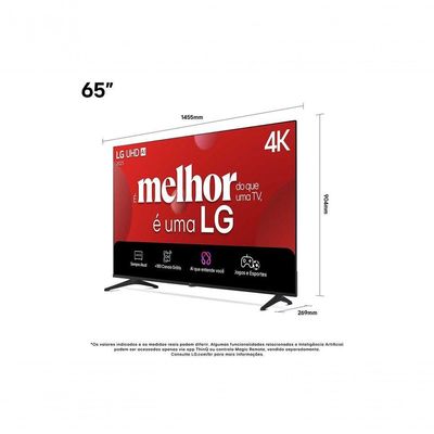 TV LG 4K UHD AI 65 UA75 2025 - a7 Gen8 HDR10 Pro e WebOS 25 Bivolt ...
